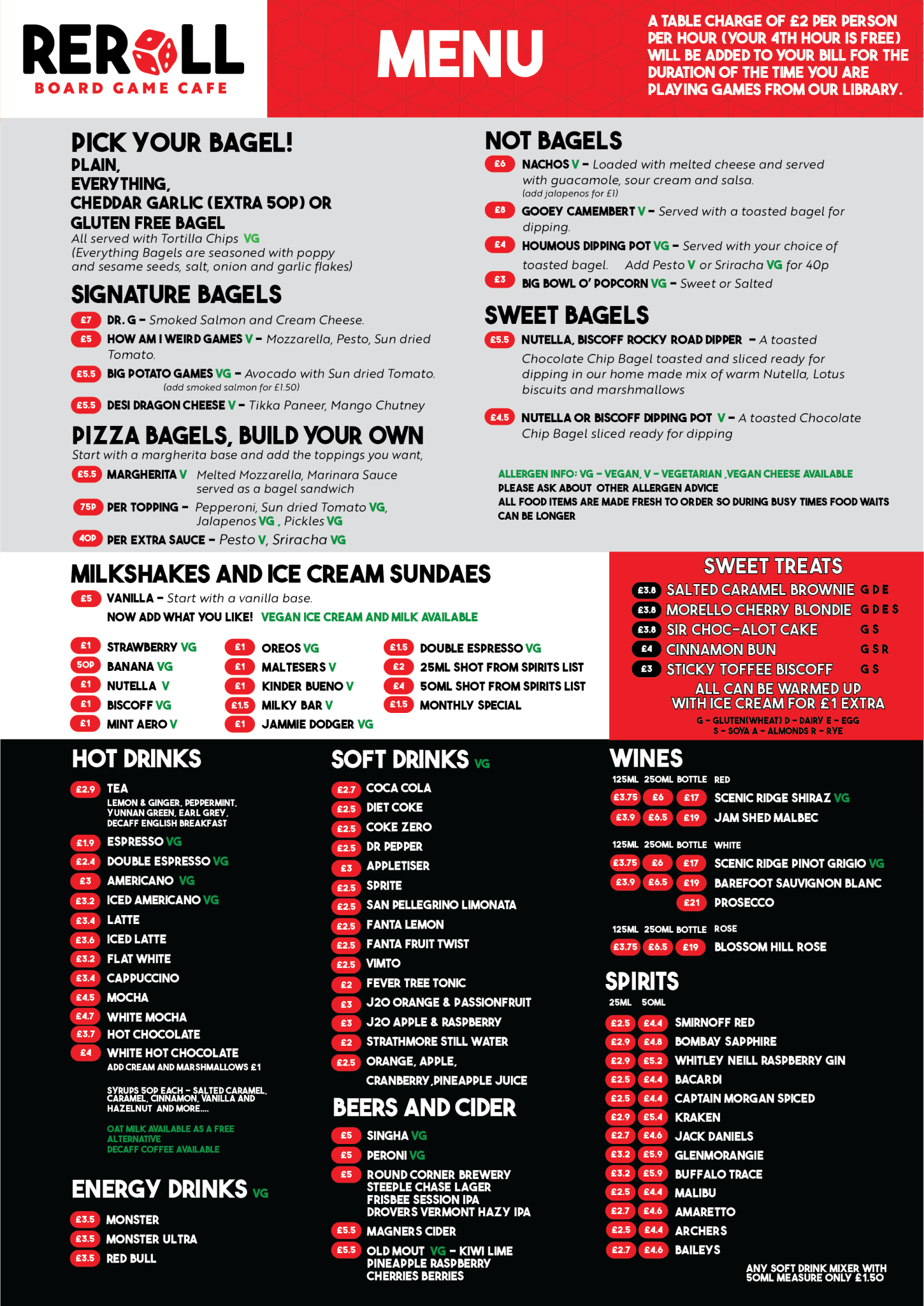 Menu – ReRoll Board Game Cafe