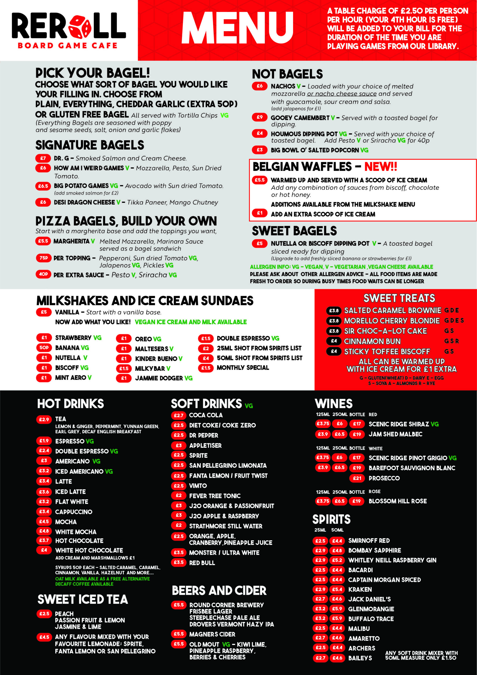 Menu – ReRoll Board Game Cafe